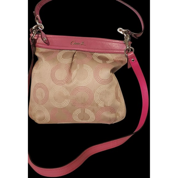 Coach | Bags | Coach Pink Signature Circle Optic Crossbody Shoulder Bag ...